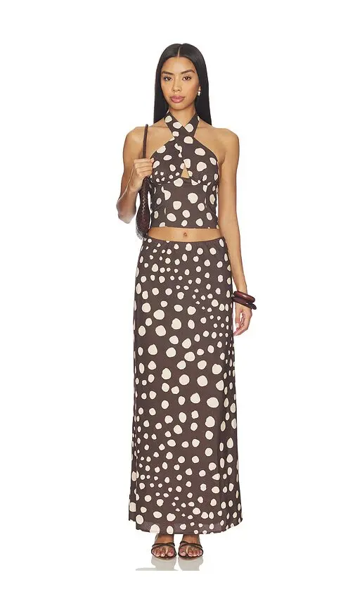 SEVEN WONDERS Halterneck Polka Dot Top - Brown