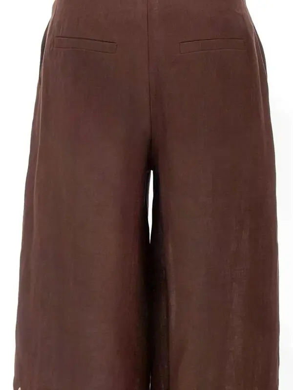 Marella Embroidered Wide-leg Linen Trousers