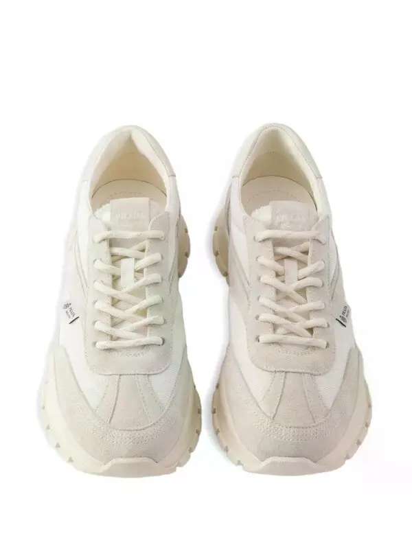 Prada Mesh And Suede Lace-up Sneakers - Neutrals