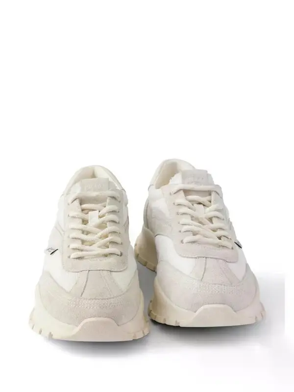 Prada Mesh And Suede Lace-up Sneakers - Neutrals
