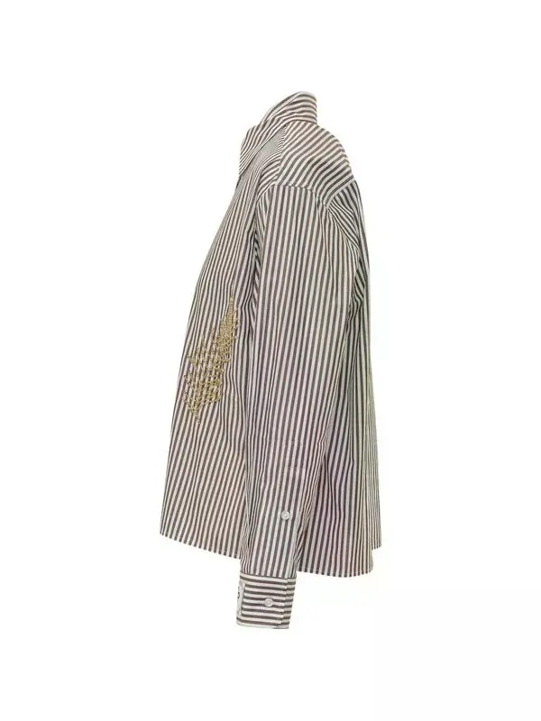 DES_PHEMMES Sequin-embellished Striped Shirt