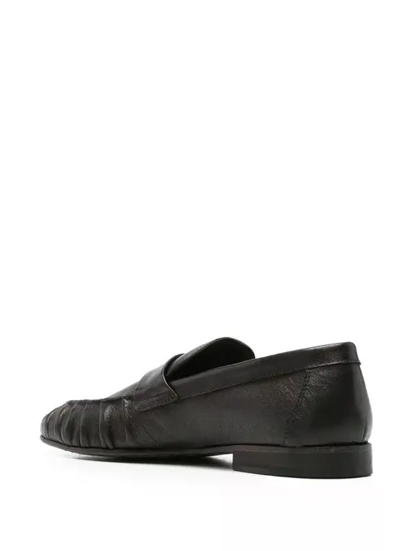 LEQARANT Ruched Leather Loafers