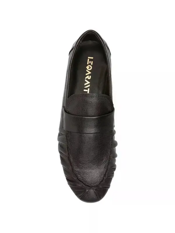 LEQARANT Ruched Leather Loafers