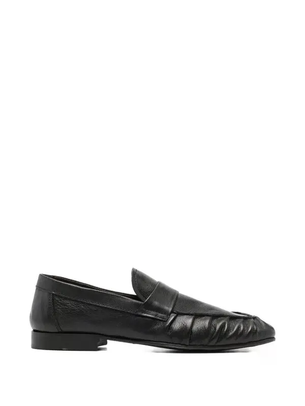 LEQARANT Ruched Leather Loafers