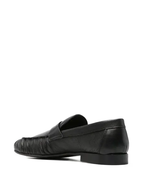 LEQARANT Ruched Leather Loafers