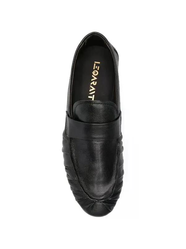 LEQARANT Ruched Leather Loafers