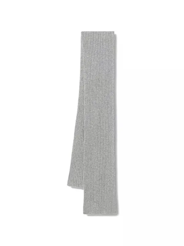 Karl Lagerfeld Ribbed-knit Logo-patch Scarf - Grey