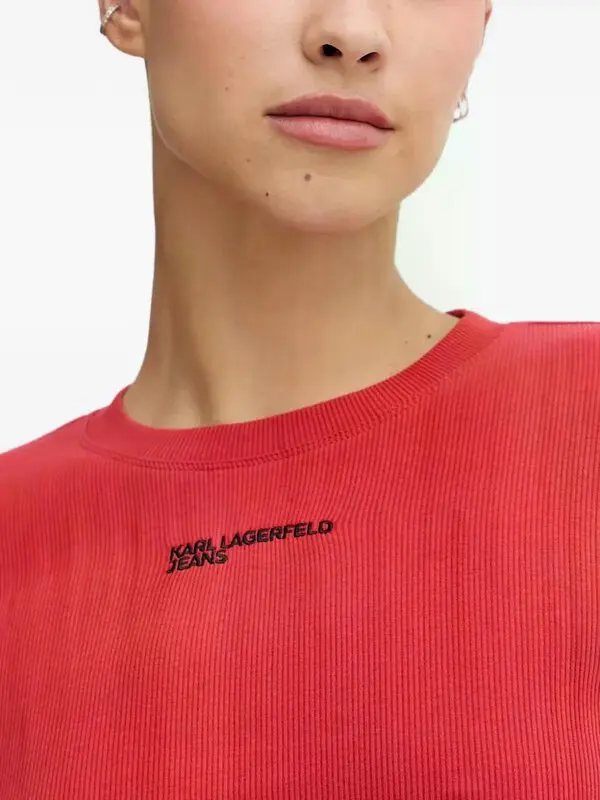 Karl Lagerfeld Ruched Ribbed Drawstring Top