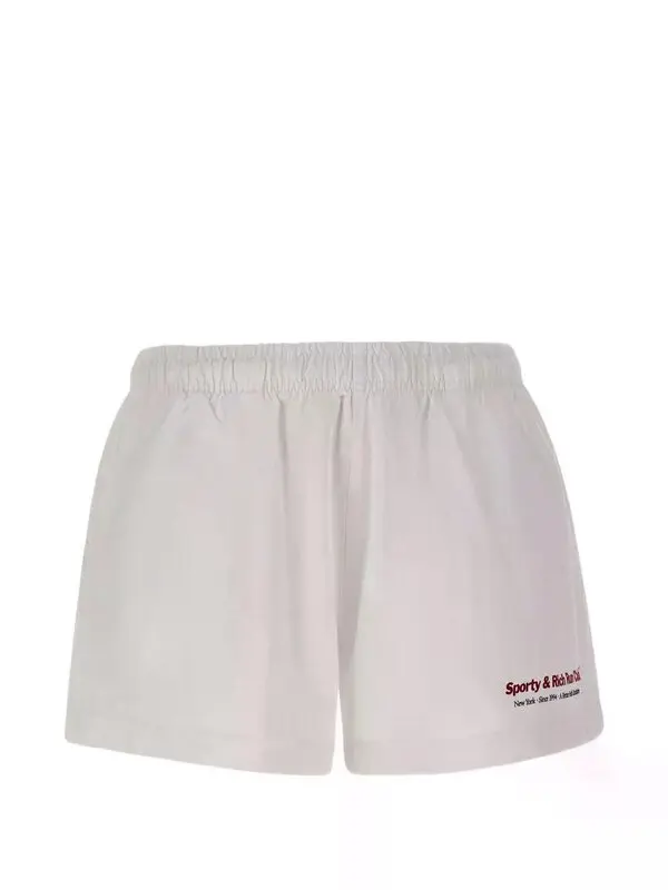 SPORTY & RICH Run Club Disco Logo-print Shorts - White