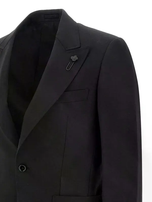 LARDINI Peak-lapel Wool Blazer - Black