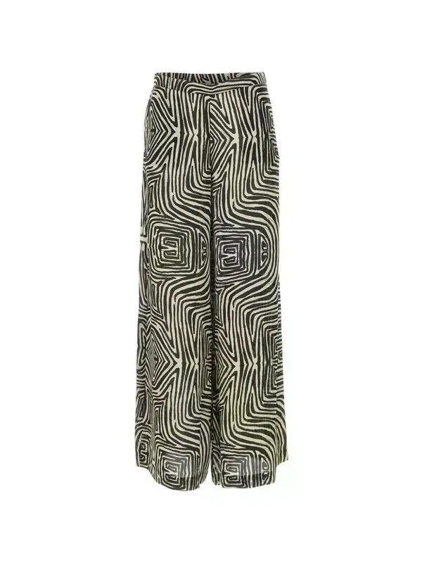 ELENA MIRO` Abstract-pattern Wide-leg Trousers - Black
