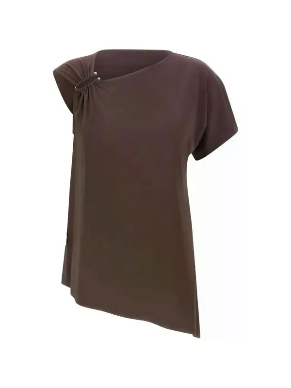 KAOS Asymmetric Gathered Blouse - Brown
