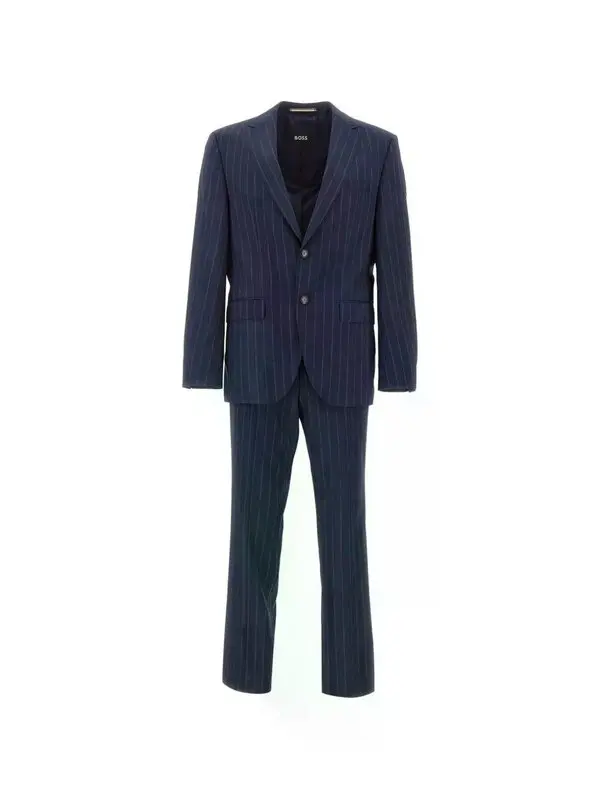 BOSS Pinstripe-print Virgin-wool Suit - Blue