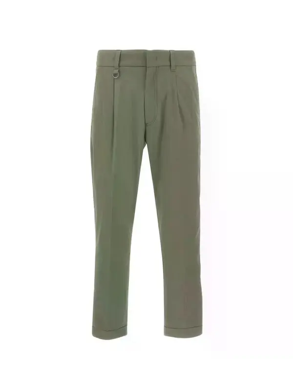 PAOLO PECORA Pleated Turned-up Trousers - Green