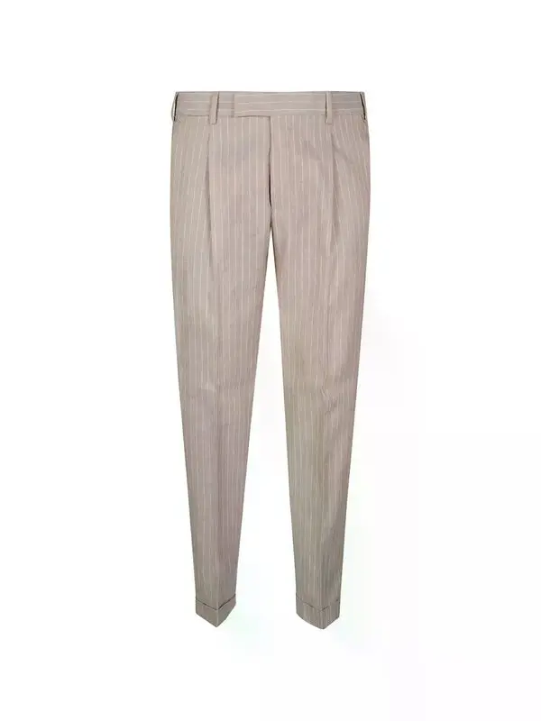 PT TORINO Pinstripe-print Pleated Trousers - Neutrals