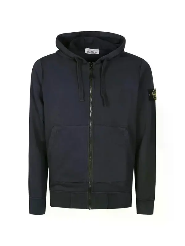 Stone Island Compass-patch Zip-up Hoodie - Blue