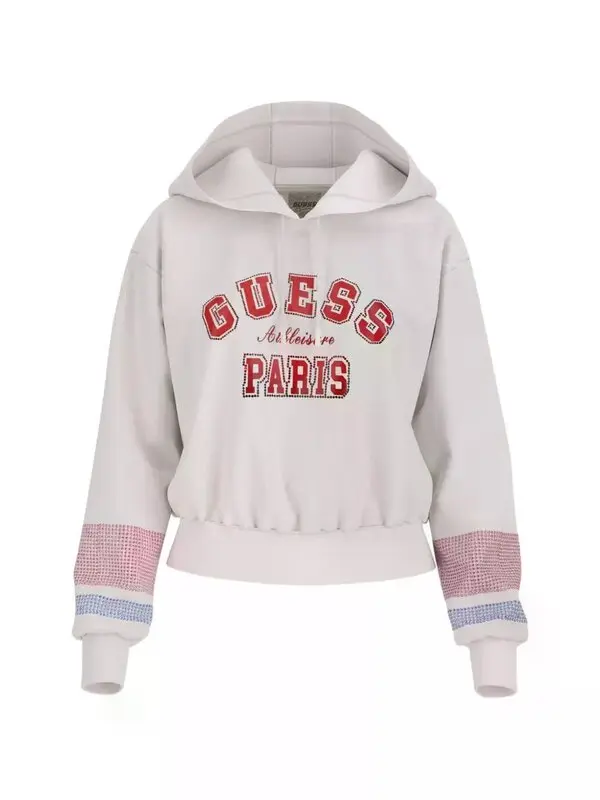 Guess Embellished Drawstring Hoodie - Neutrals