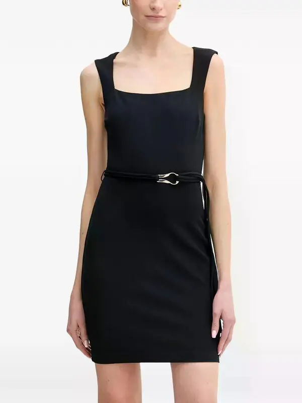 Guess Belted Square-neck Mini Dress - Black