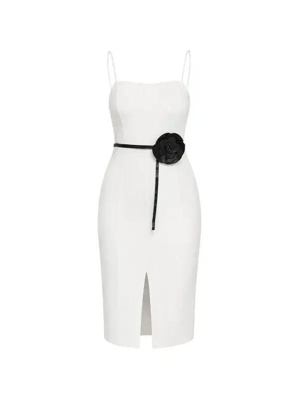 Guess Floral-appliqué Belted Midi Dress - White