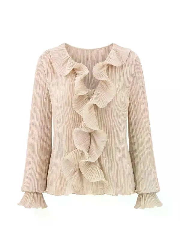 Guess Crinkled Ruffled Blouse - Neutrals