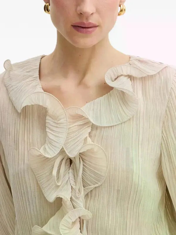 Guess Crinkled-texture Blouse With Ruffled Trim