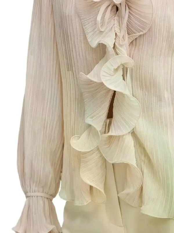 Guess Crinkled-texture Blouse With Ruffled Trim