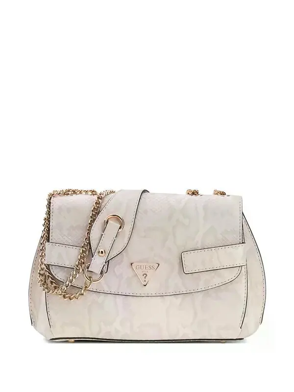 Guess Serenova Snakeskin-print Shoulder Bag - Neutrals