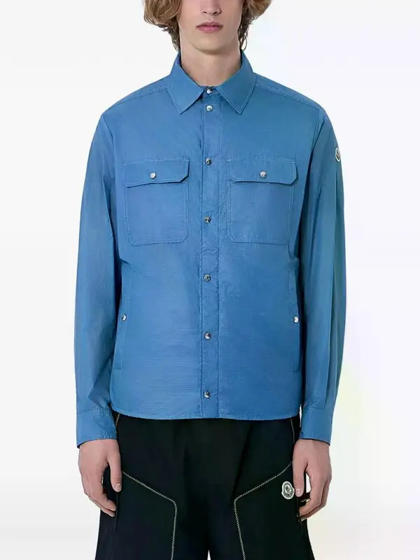 Moncler Logo Patch Long-sleeve Overshirt - Blue