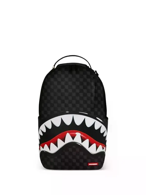 SPRAYGROUND Checkered Shark-print Backpack - Black