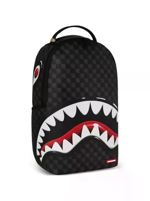 SPRAYGROUND Checkered Shark-print Backpack - Black
