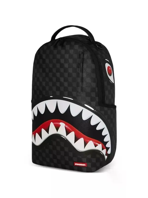 SPRAYGROUND Checkered Shark-print Backpack - Black
