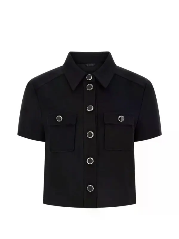 Guess Embellished-button Flap-pocket Shirt - Black