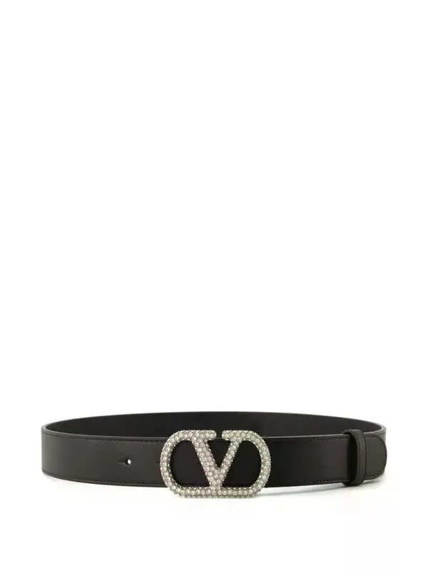 Valentino Garavani Vlogo Signature Crystal-embellished Belt - Black
