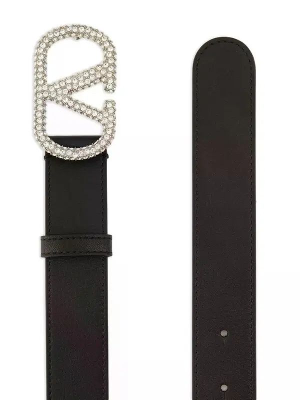 Valentino Garavani Vlogo Signature Belt In Shiny Calfskin With Crystals