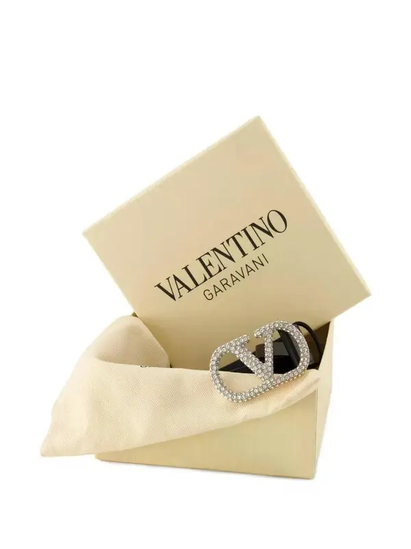 Valentino Garavani Vlogo Signature Belt In Shiny Calfskin With Crystals