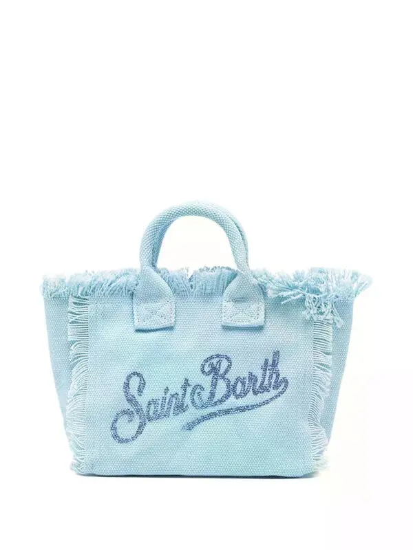 MC2 SAINT BARTH Frayed Bead-embellished Tote Bag - Blue