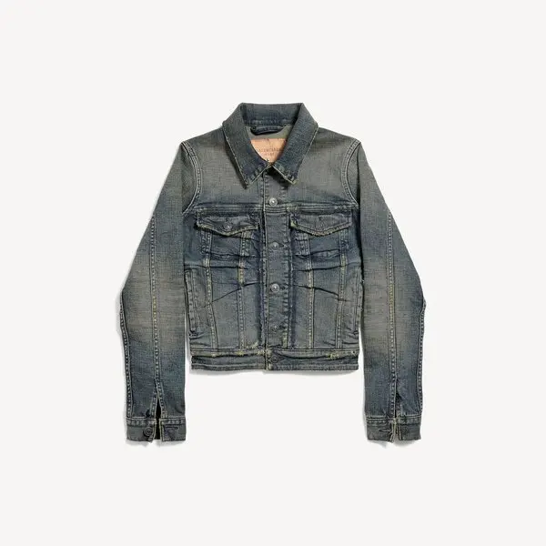 Balenciaga Ruched Denim Jacket - Blue