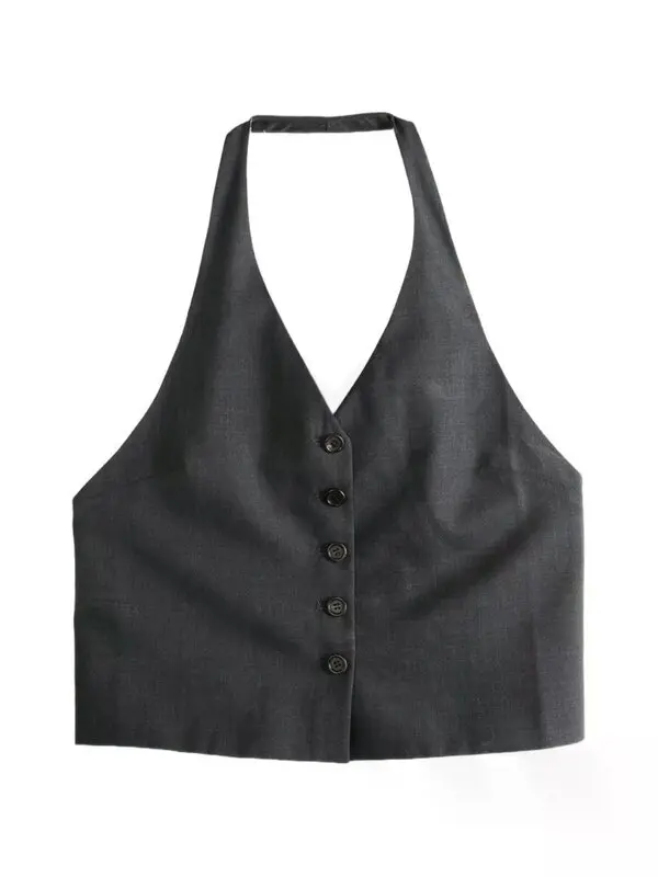AMOMENTO Halterneck Button-up Top