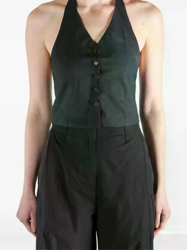 AMOMENTO Halterneck Button-up Top