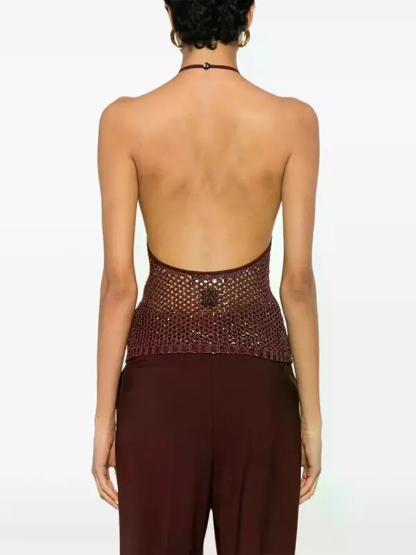 Amiri Sequin-embellished Open-knit Top