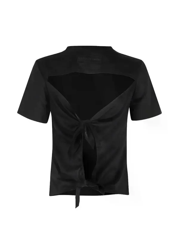 ISABELLE BLANCHE Cut-out Tie-back T-shirt - Black