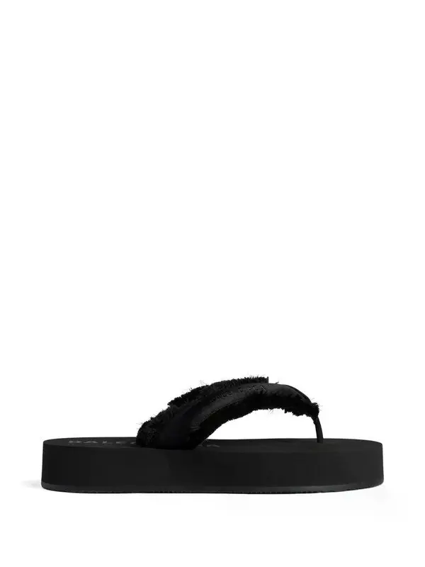Balenciaga Fringed Flat Flip-flops - Black
