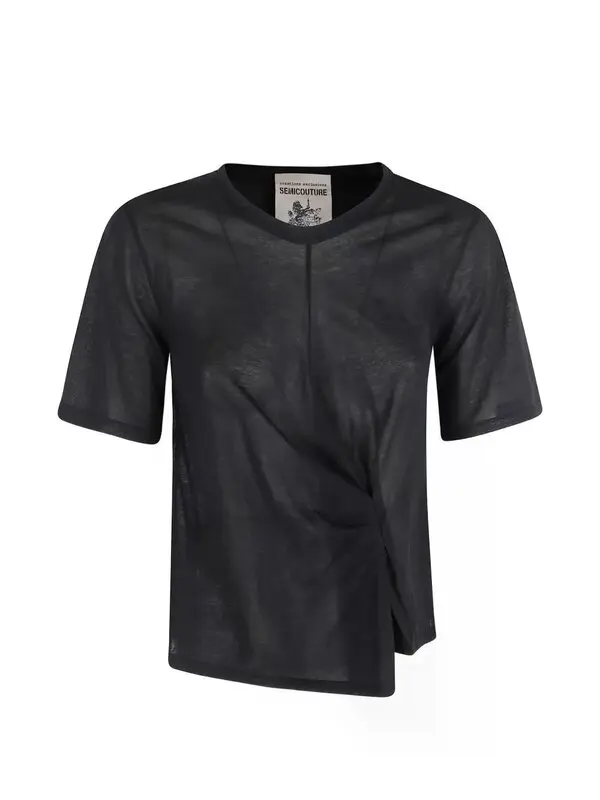 SEMICOUTURE Ophelia Twist-detail Asymmetric T-shirt - Black
