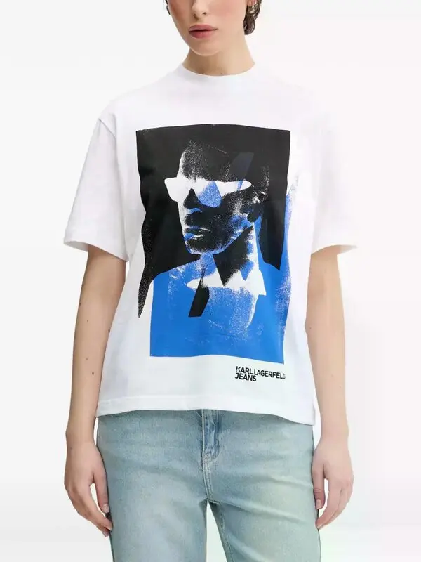 Karl Lagerfeld Graphic-print Logo-patch T-shirt - White