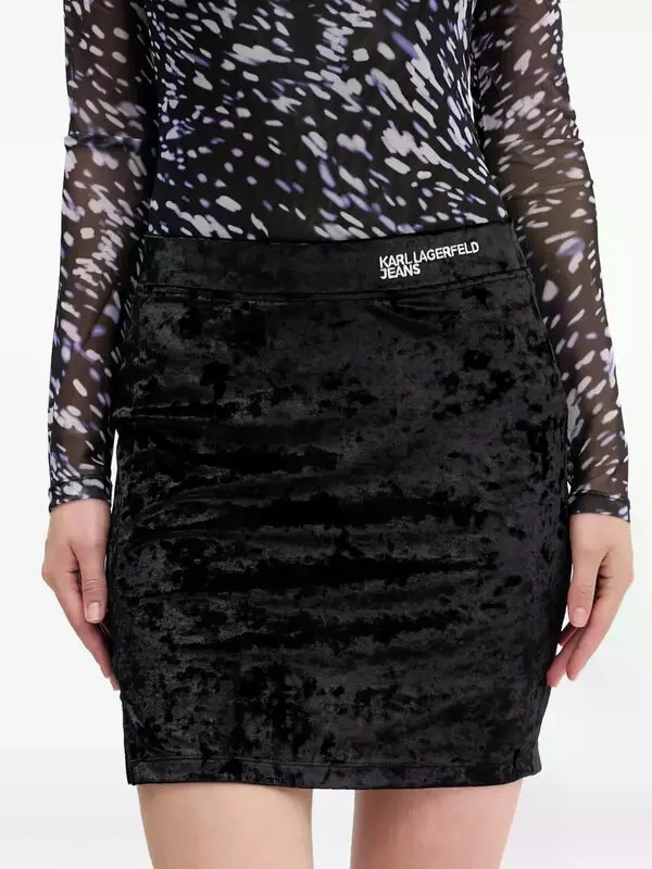 Karl Lagerfeld Crushed Velvet Mini Skirt - Black