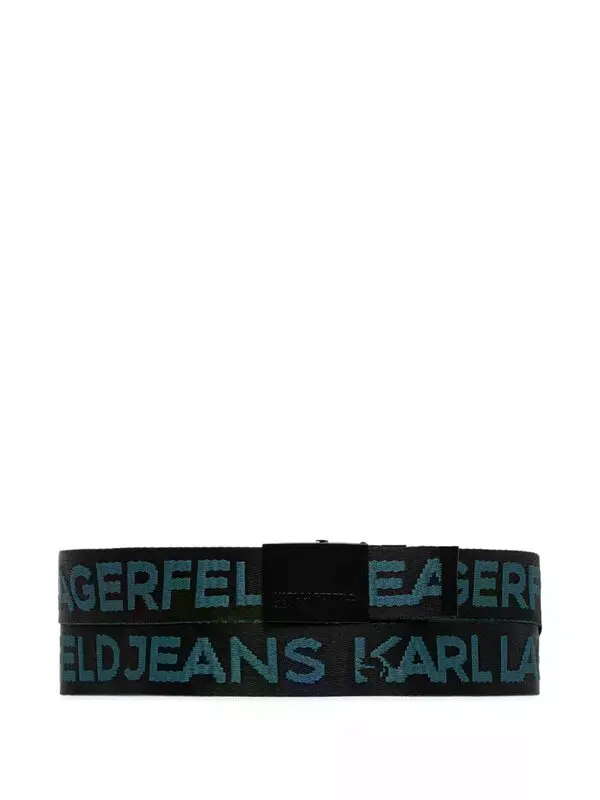 Karl Lagerfeld Logo-intarsia Plaque-buckle Belt - Black