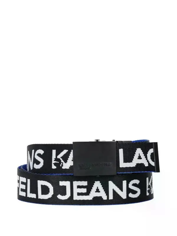 Karl Lagerfeld Reversible Intarsia-logo Belt - Black