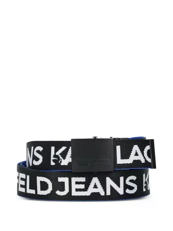 Karl Lagerfeld Reversible Intarsia-logo Belt - Black