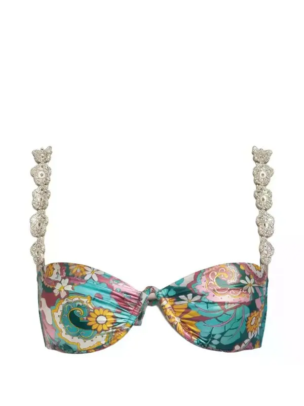 DEL MAAR Kaay Crochet Floral-print Bikini Top - Blue