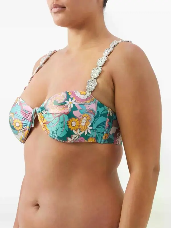 DEL MAAR Kaay Crochet Floral-print Bikini Top